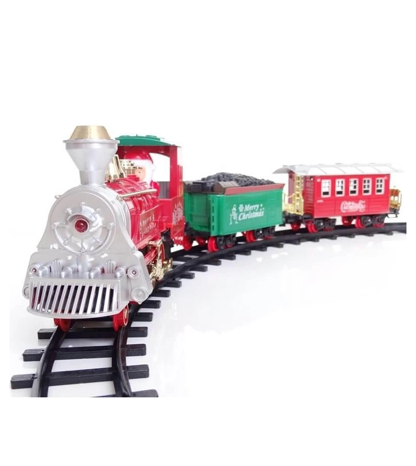 Pista De Tren Navideño Musical Con Luces Y Humo Recorrido 377 Cm - Valmara